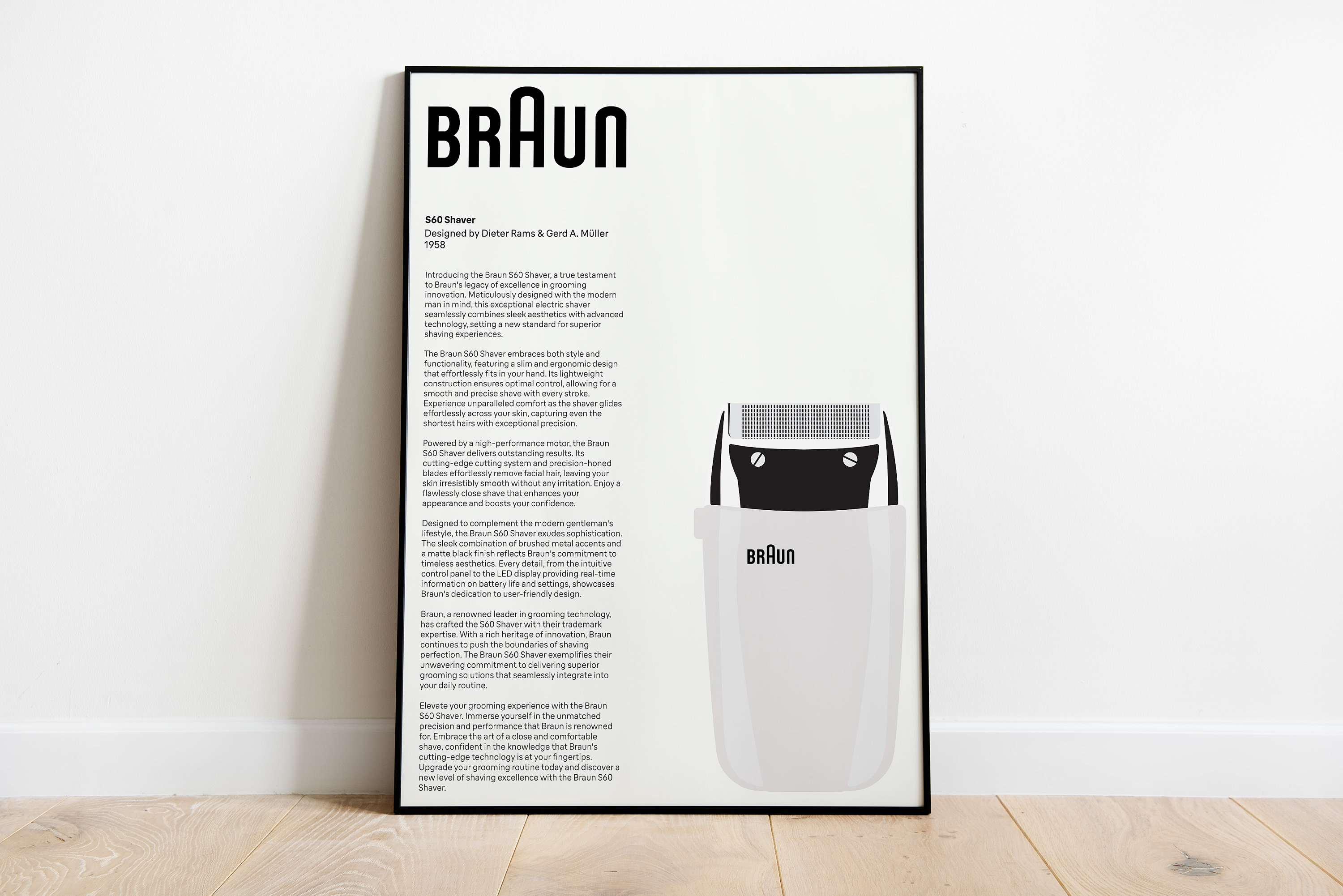 Braun S60 Shaver Design Poster, Braun Print, Braun Wall Art, Dieter ...