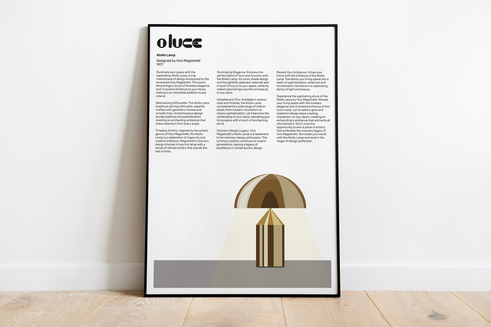 Oluce Atollo Lamp Iconic Design Poster, Braun Print, Braun Wall Art ...