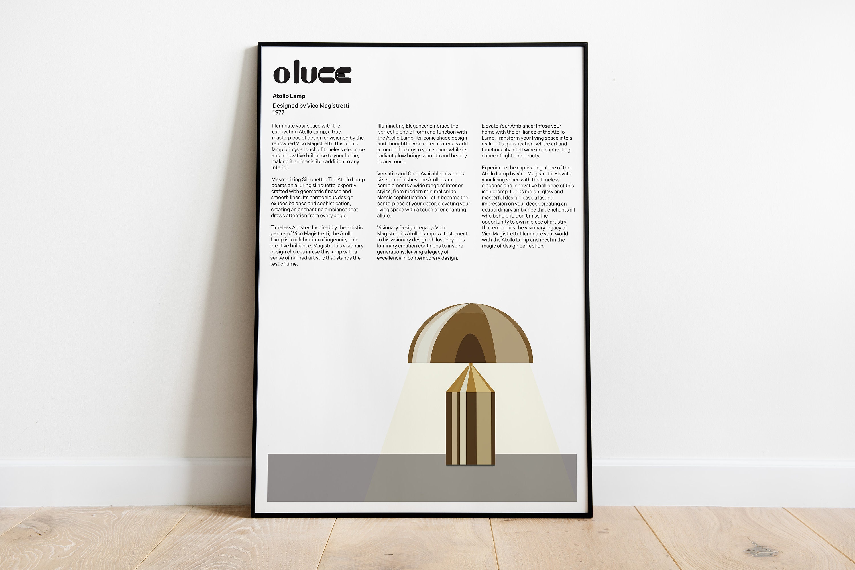 Oluce Atollo Lamp Iconic Design Poster, Braun Print, Braun Wall Art ...