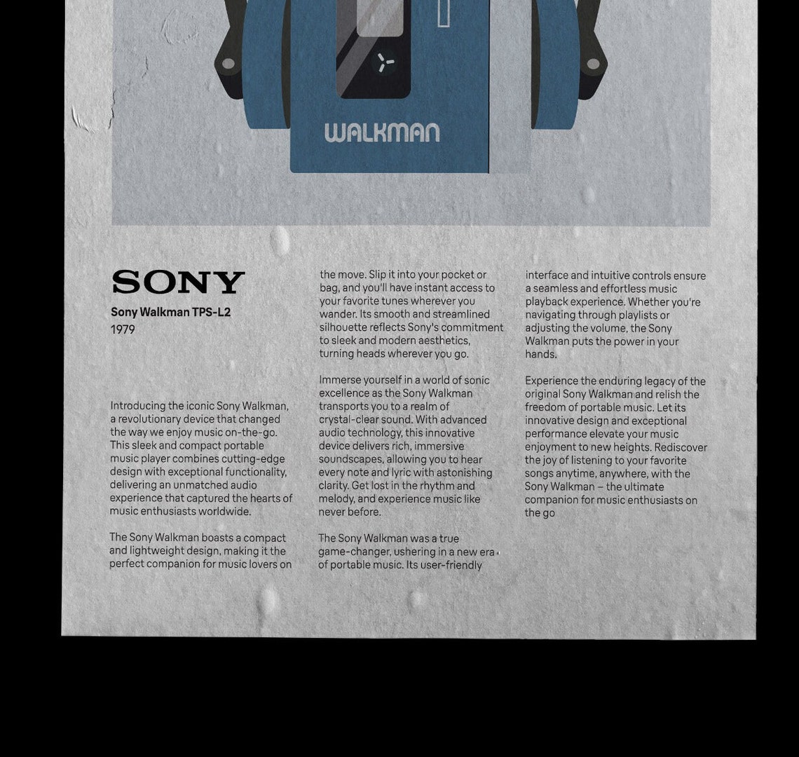 Sony Walkman TPS-L2 Poster, Braun Print, Braun Wall Art, Dieter Rams ...