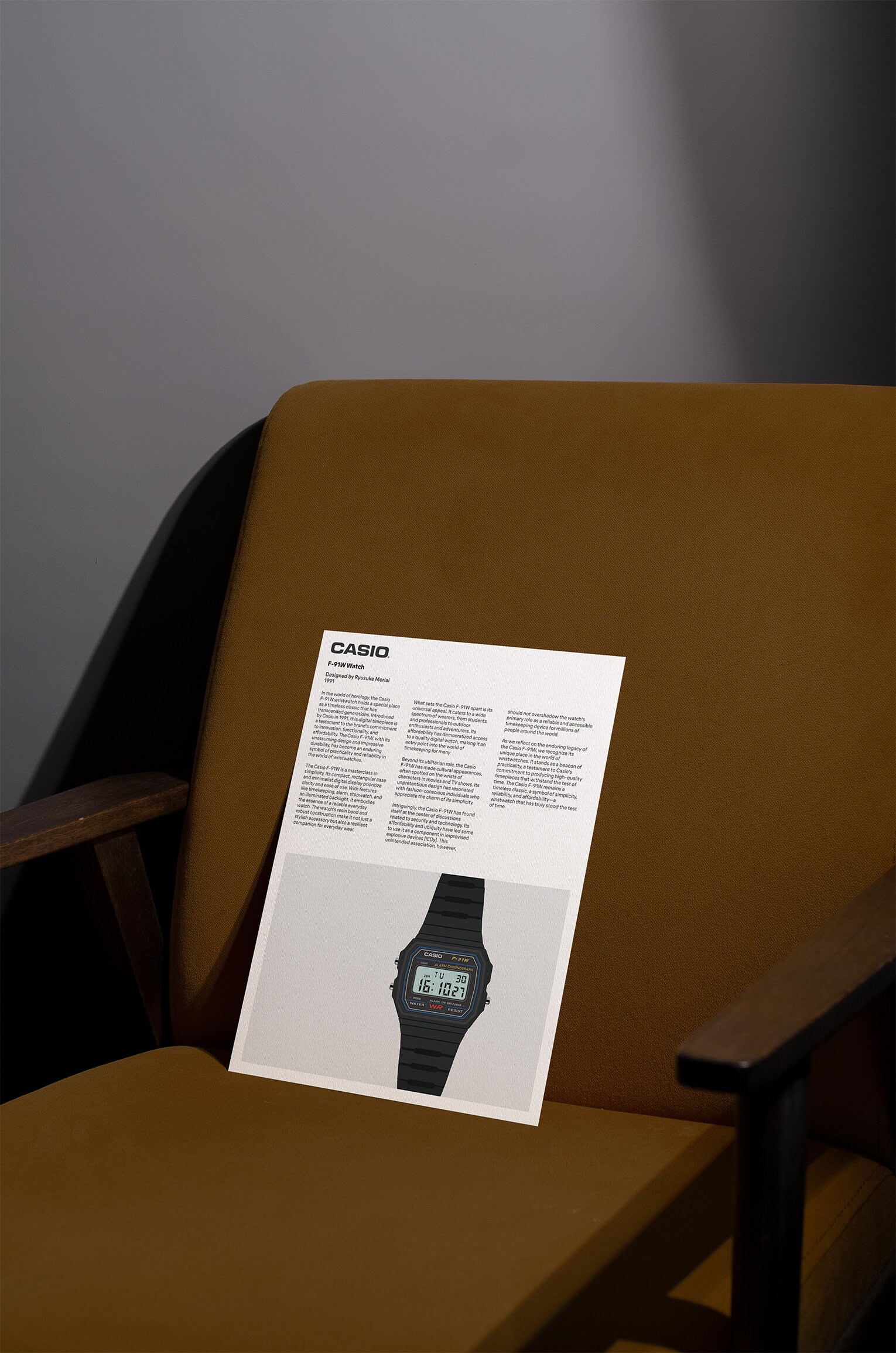 Casio F91W Watch Digital Poster, Braun Print, Braun Wall Art, Dieter ...