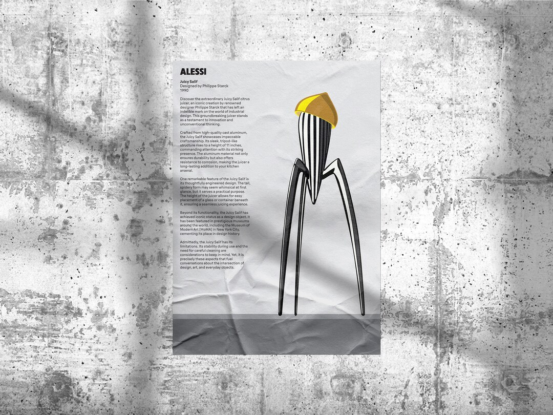 Alessi Juicy Salif Design Poster, Braun Wall Art Poster, Bauhaus Wall ...