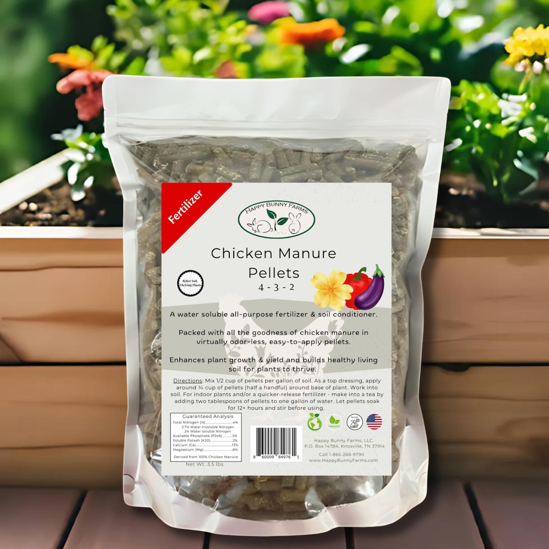 Organic Chicken Manure Fertilizer Pellets, 4-3-2 NPK, 3.5lb Bag - Etsy