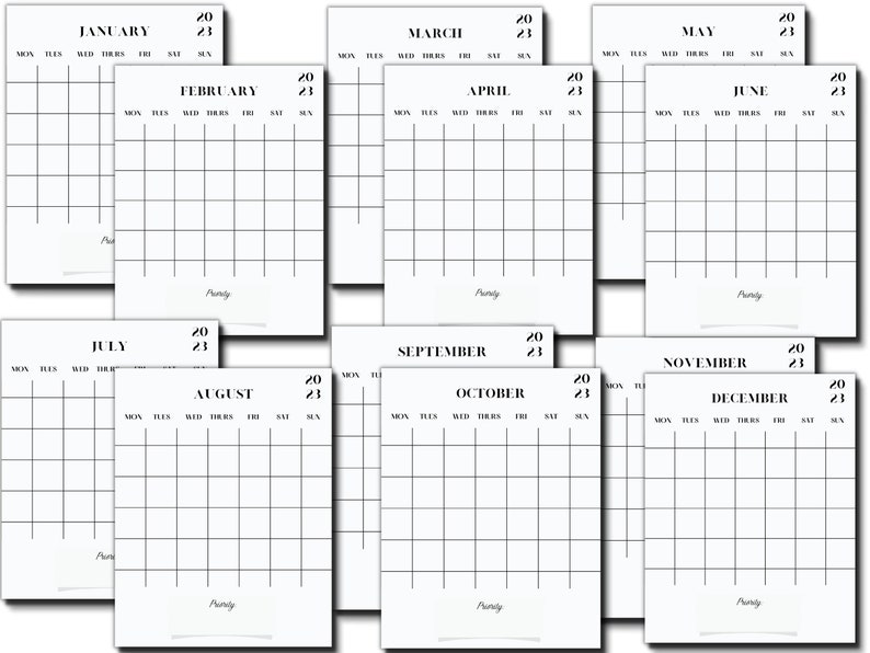 Minimalist Printable Calendar Printable Calendar 2023 Monday - Etsy