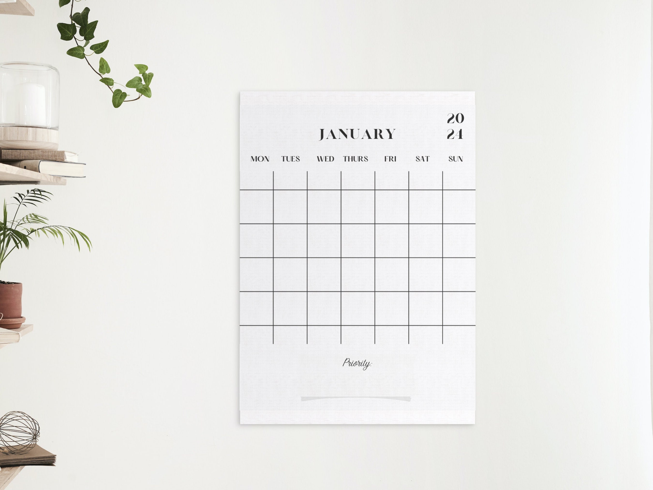 Printable Calendar 2024 Minimalist Calendar Printable Calendar Monday ...