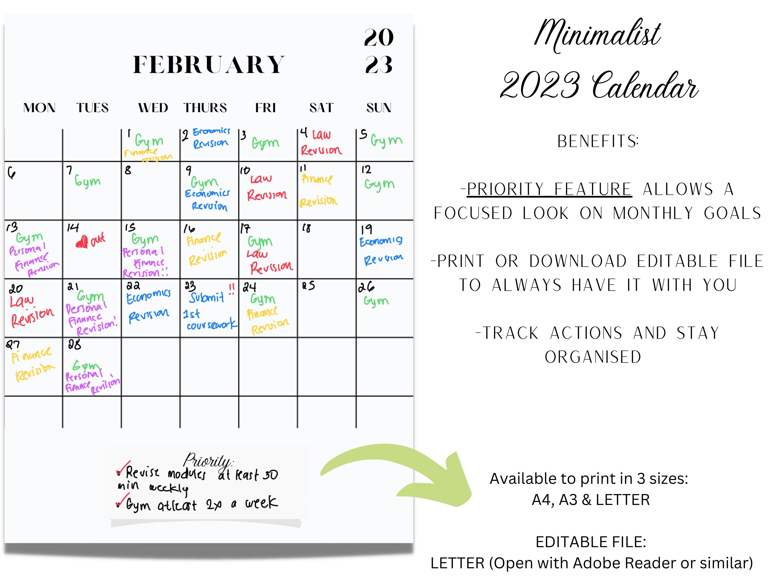 Minimalist Printable Calendar Printable Calendar 2023 Monday Start ...