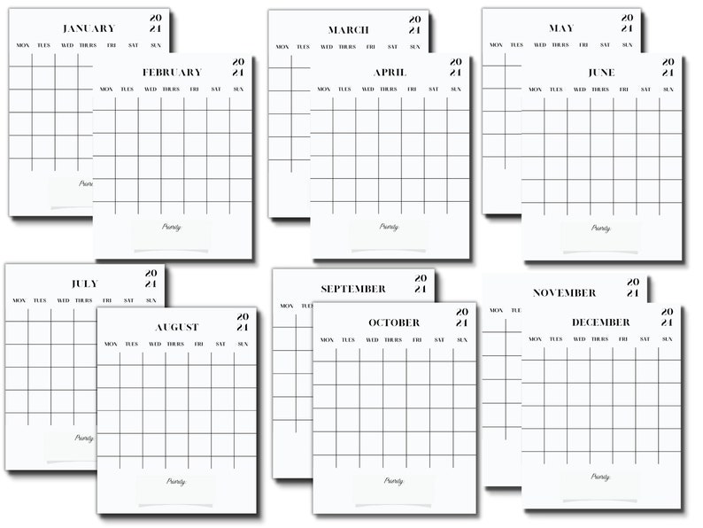 Printable Calendar 2024 Minimalist Calendar Printable Calendar Monday Start Calendar Sunday ...