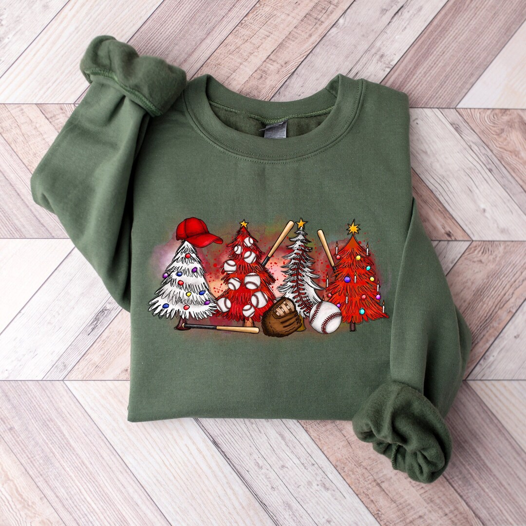 Baseball Christmas Tree Sweatshirtchristmas Baseball - Etsy