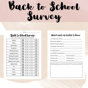 Back to School Student Survey - Etsy
