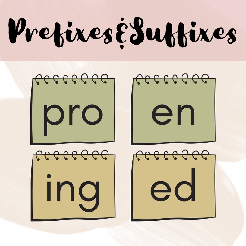 Prefixes and Suffixes Printable Cards- Neutral - Etsy