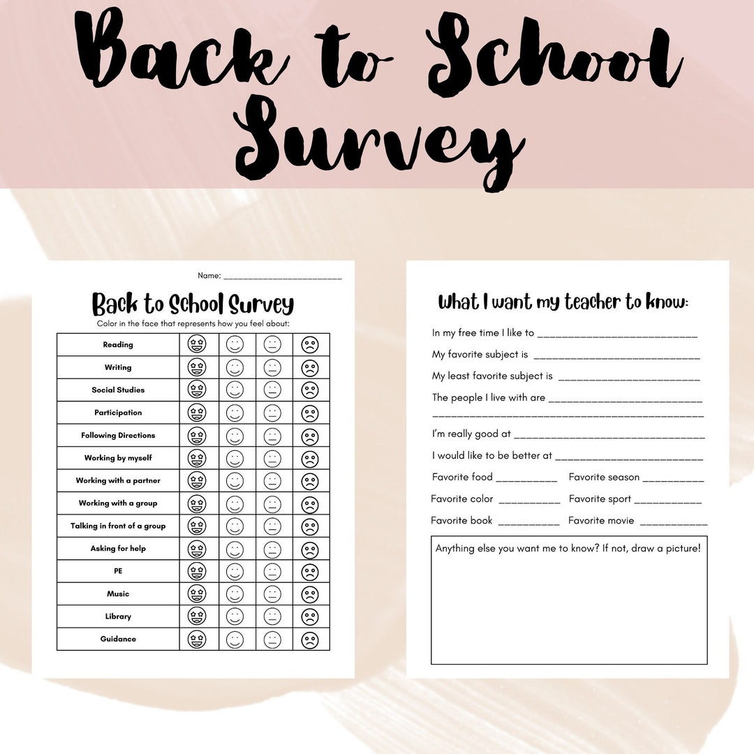 Back to School Student Survey - Etsy