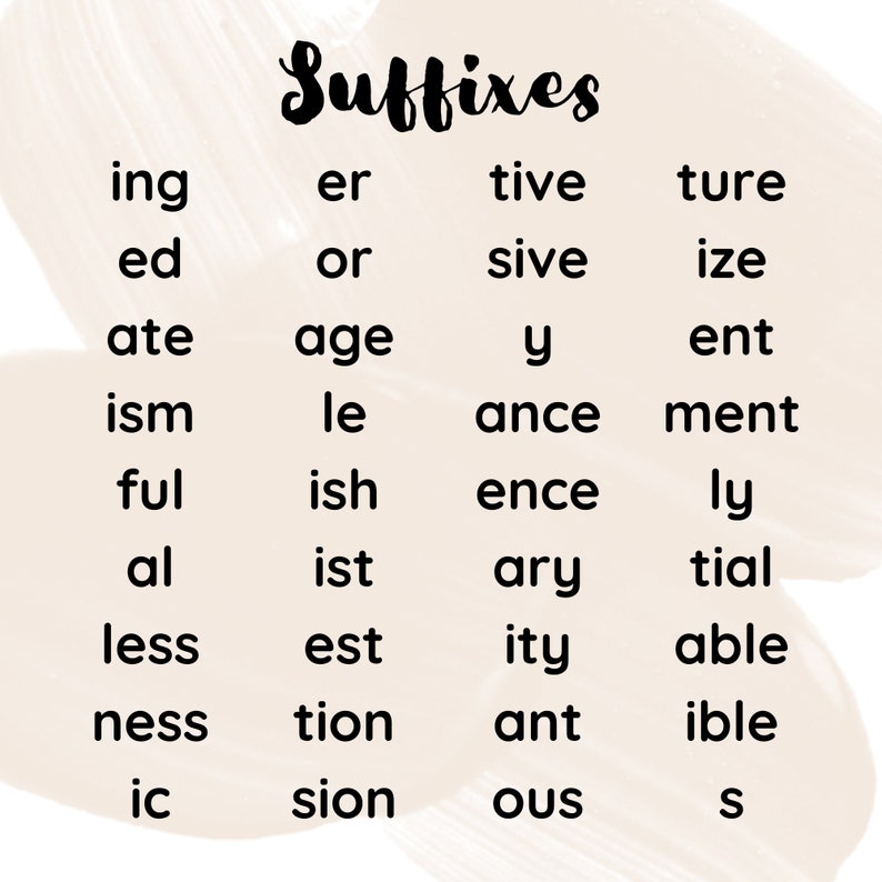 Prefixes and Suffixes Printable Cards- Neutral - Etsy