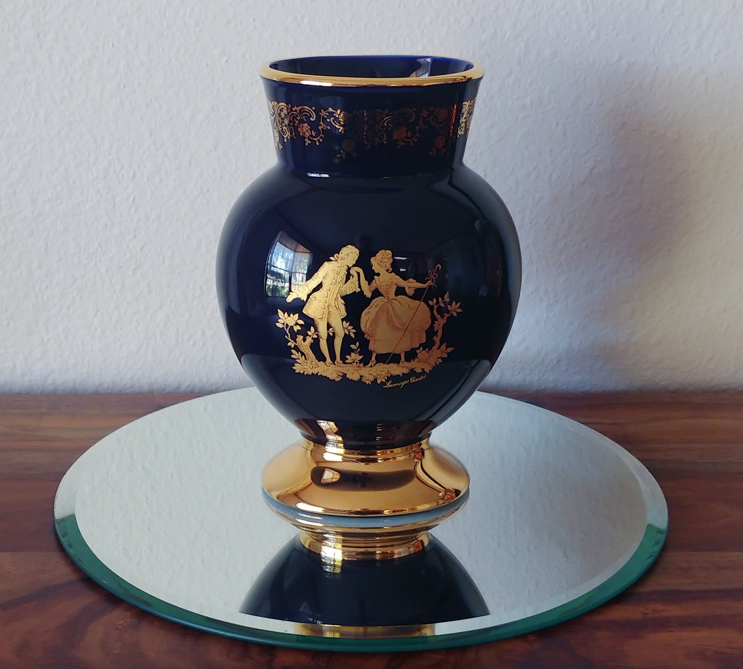 Limoges Castel Cobalt Vase, 22K Gold, France, Beautiful Cobalt Blue - Etsy