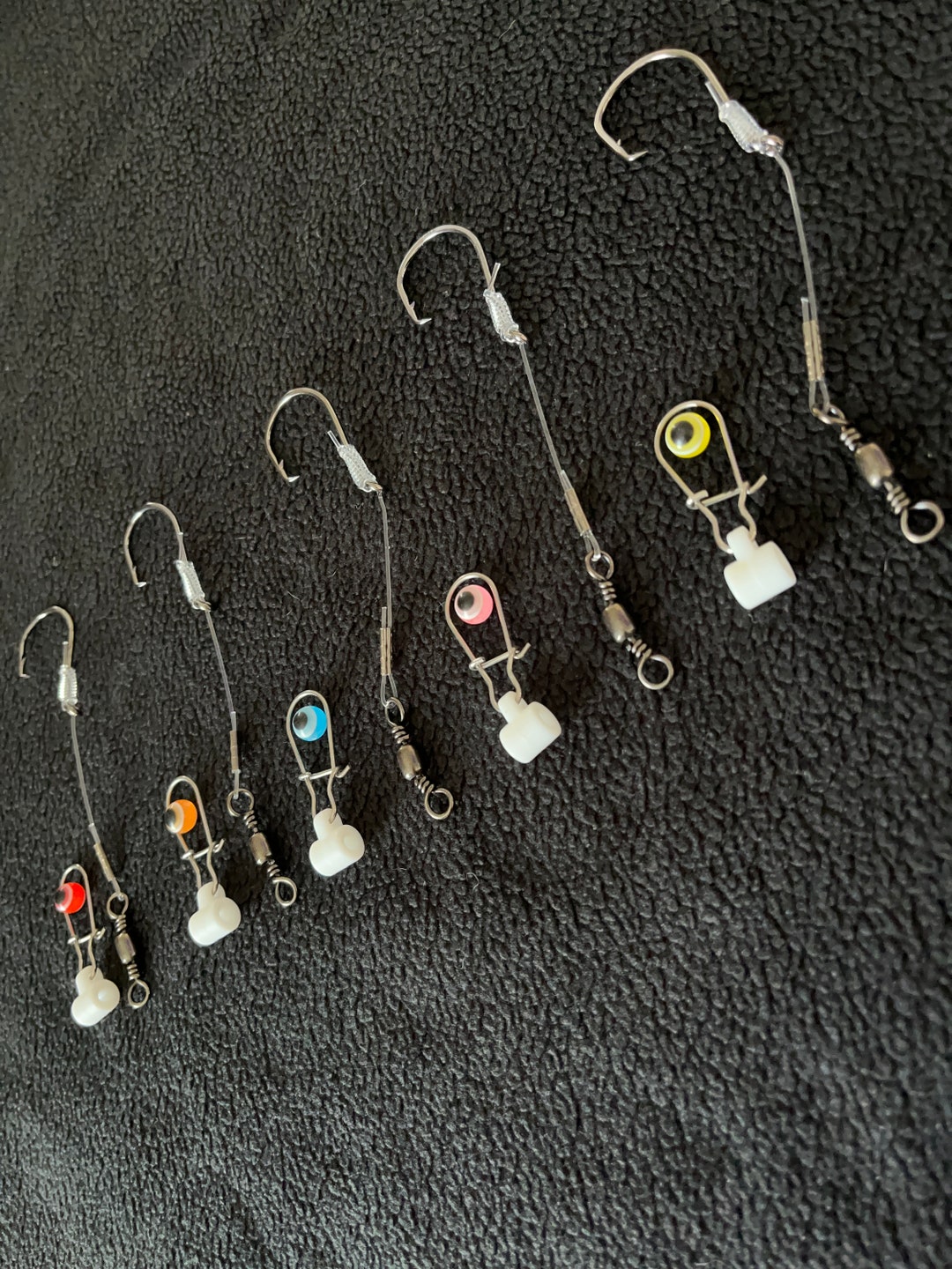 5 Pack Fish Finder Short Leader Saltwater Drum Fishing Rigs 100LB Mono ...