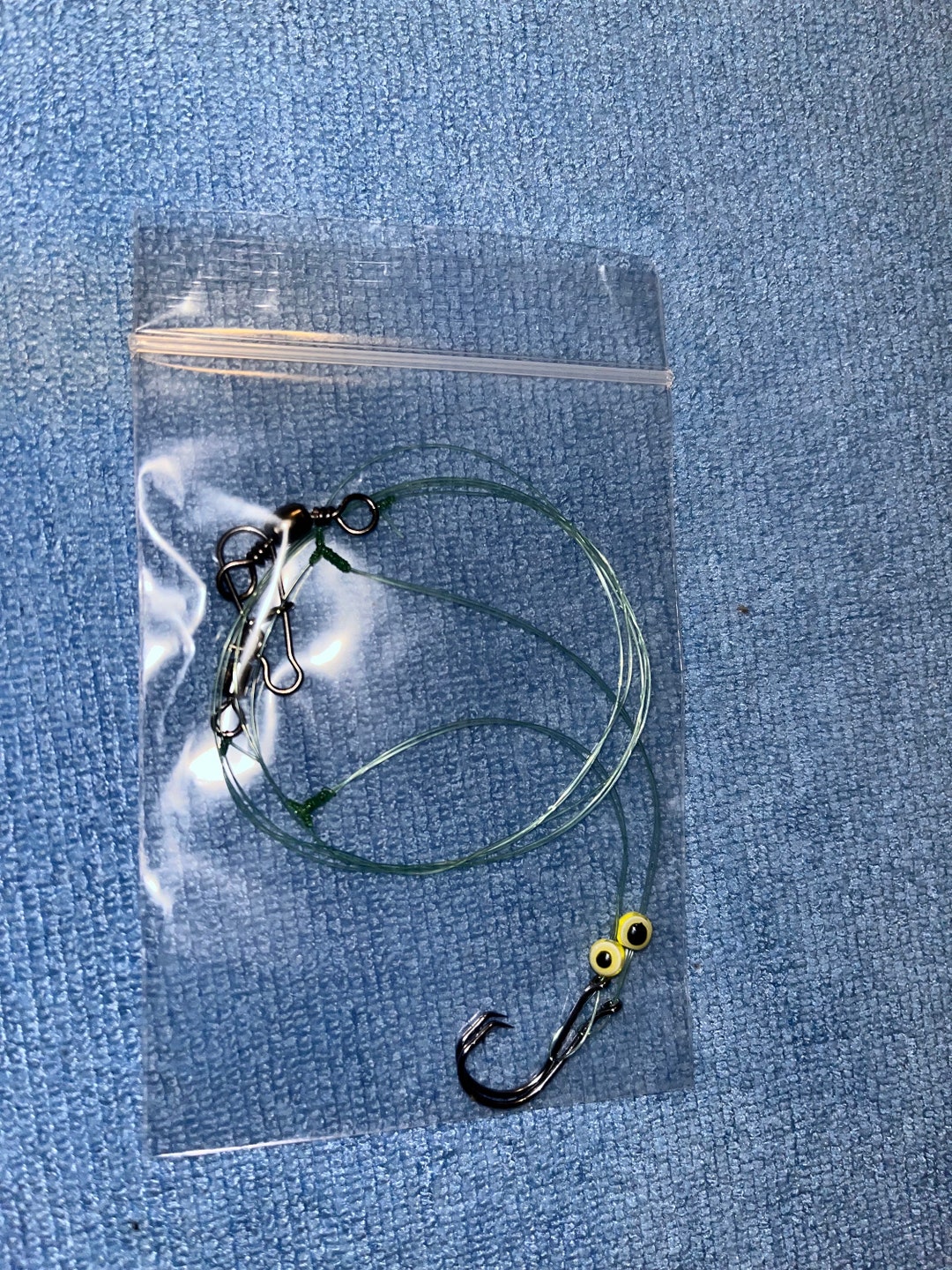 Lite T-knot Bait Catcher Fishing Rigs 15LB Green Lo-vis Mono 2 Circle ...