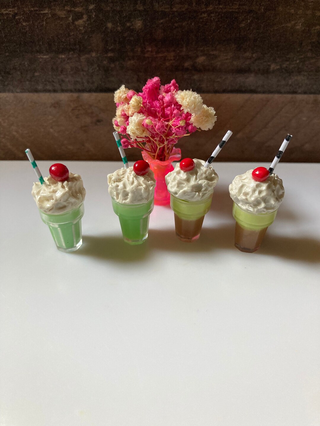 1:6 Scale 2 Ct Mint / Chocolate Mint Milkshakes - Realistic HANDCRAFTED ...
