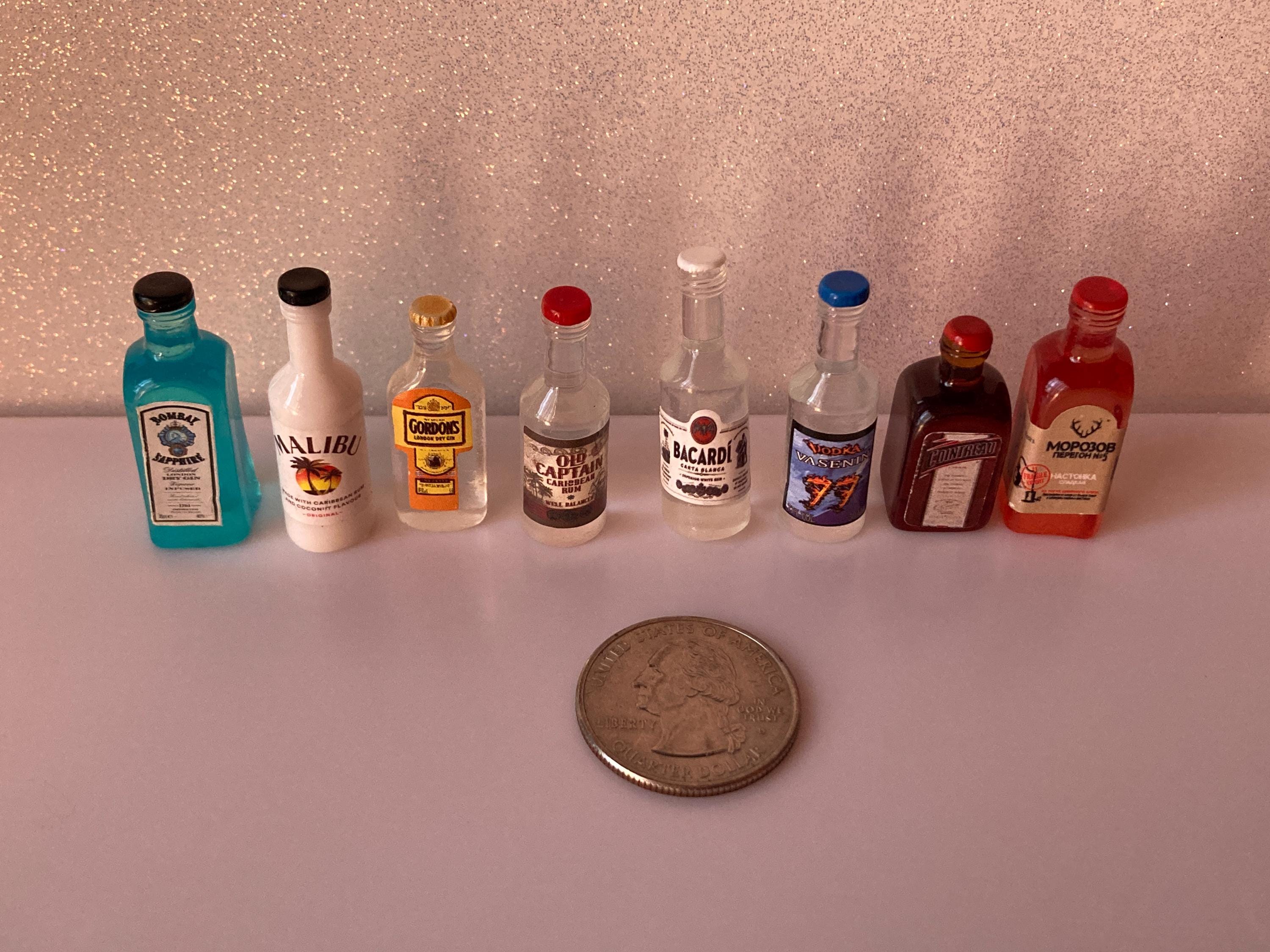 1:6 Scale Miniature 8 Ct. Liquor Bottles - Dollhouse Miniature Drinks ...