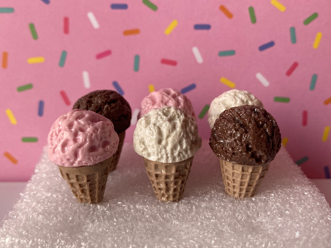 1:6 Scale 6 Ct Ice Cream Cones - Realistic HANDCRAFTED Dollhouse ...
