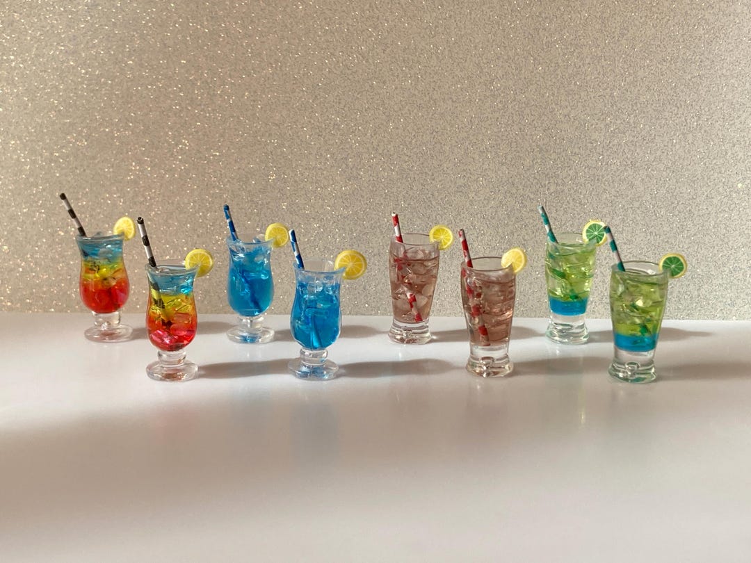 1:6 Scale Miniature Cocktail Drinks = Dollhouse Miniature Drinks - Etsy