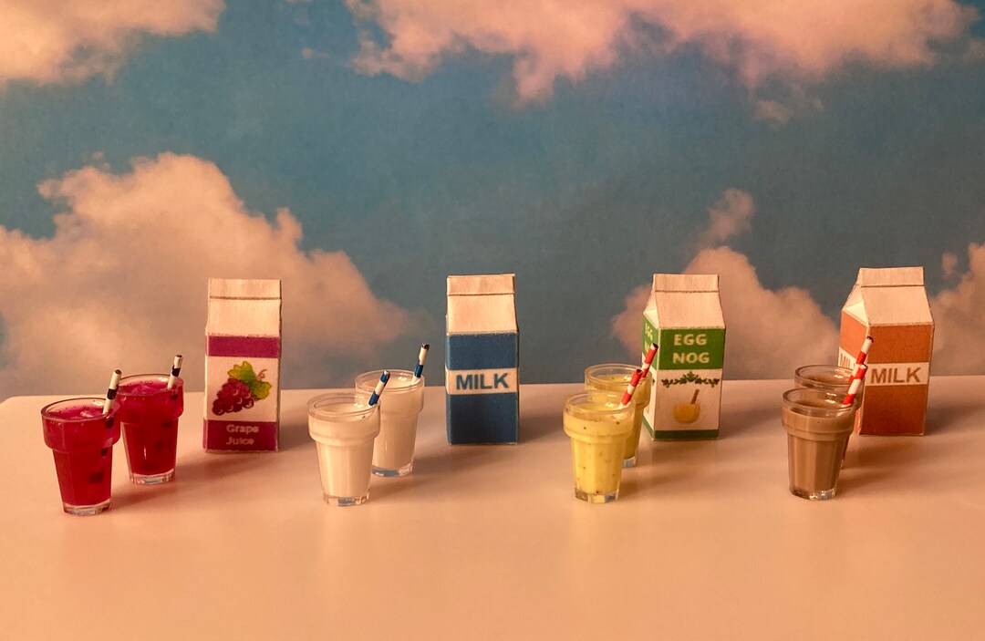 1:6 Scale 2 Drinks W/carton - Realistic HANDCRAFTED Dollhouse Miniature ...
