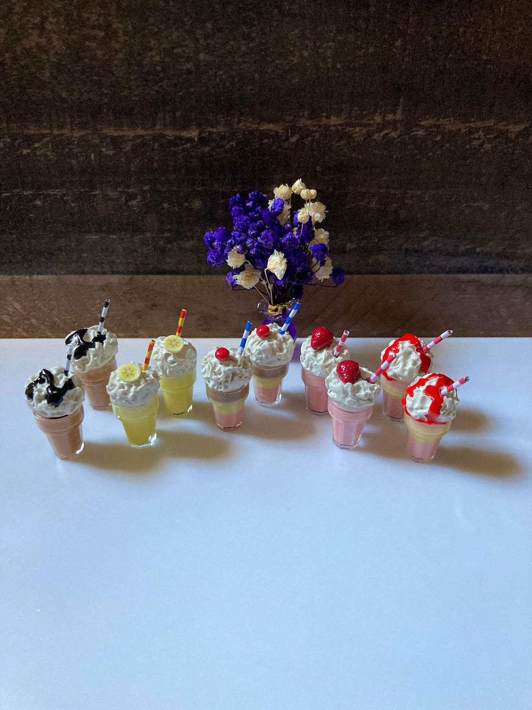 2 Ct Milkshakes Realistic 1:6 Scale HANDCRAFTED Dollhouse Miniature ...