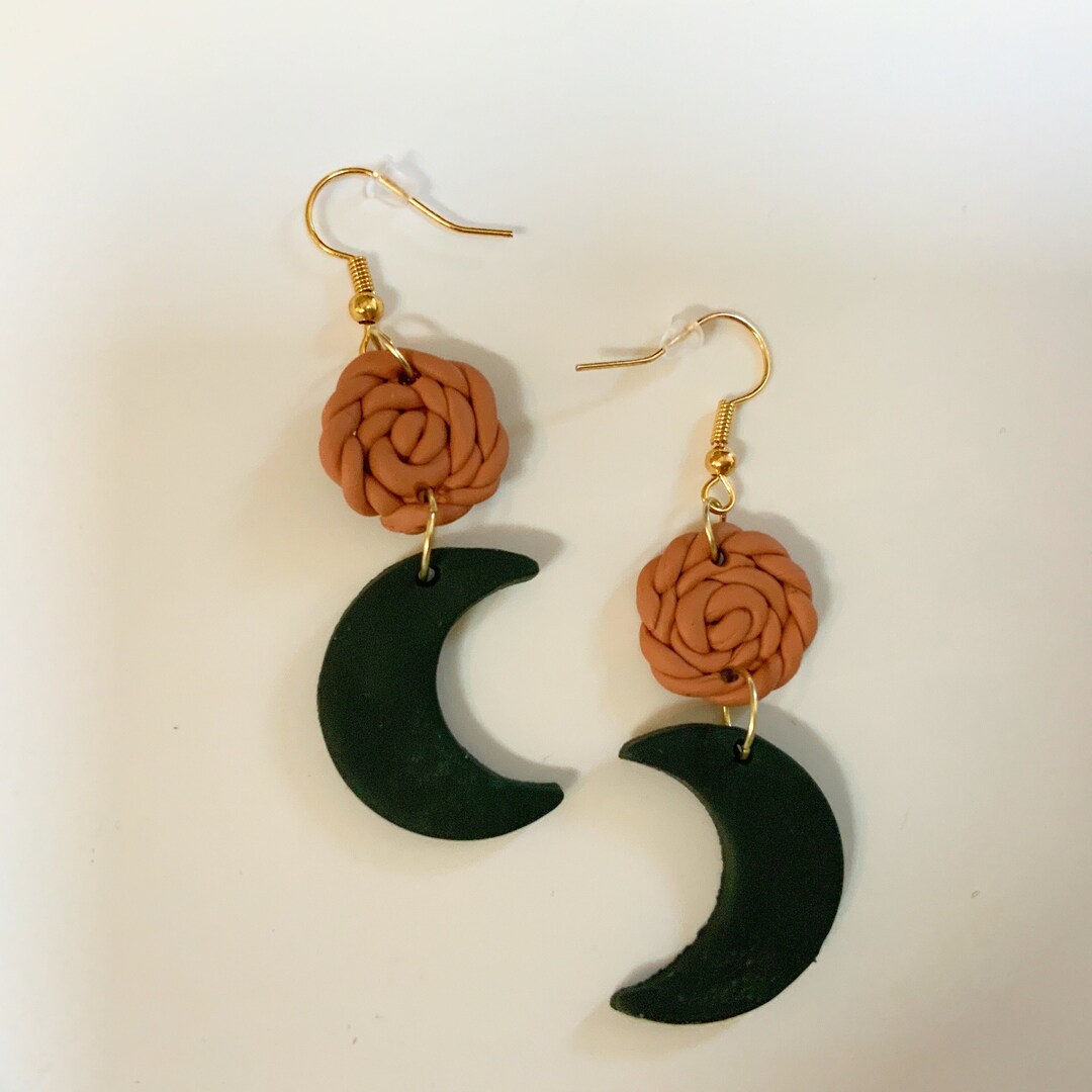 Nature Moons With Rope Coils Dark Green and Tan - Etsy