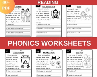 Short Vowel CVC Words Phonics Worksheets for Kindergarten-reading ...
