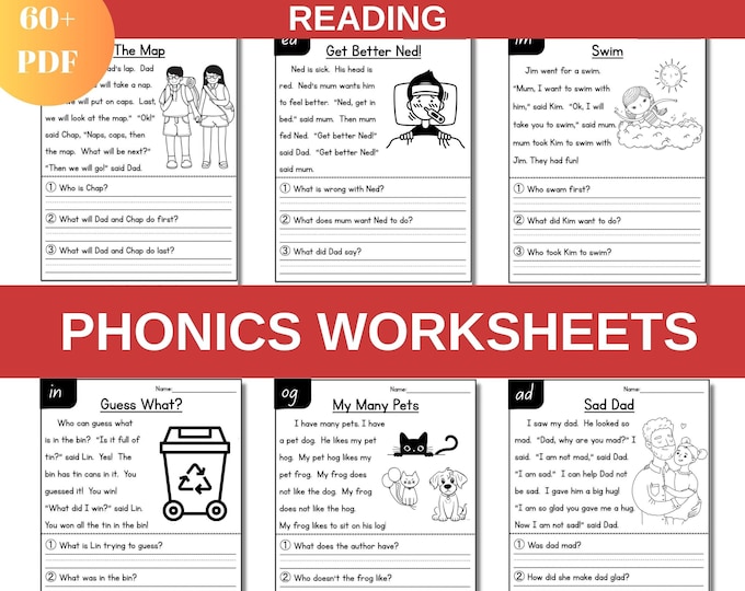 Short Vowel CVC Words Phonics Worksheets for Kindergarten-reading ...