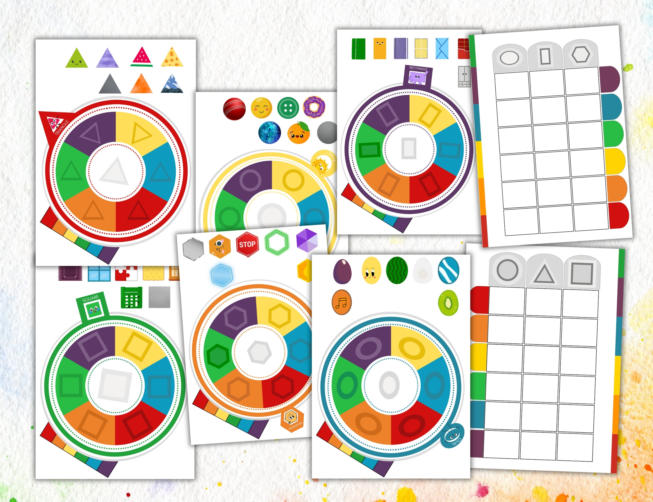 Shapes & Colors Matching Worksheets-printable Preschool Learning Games ...