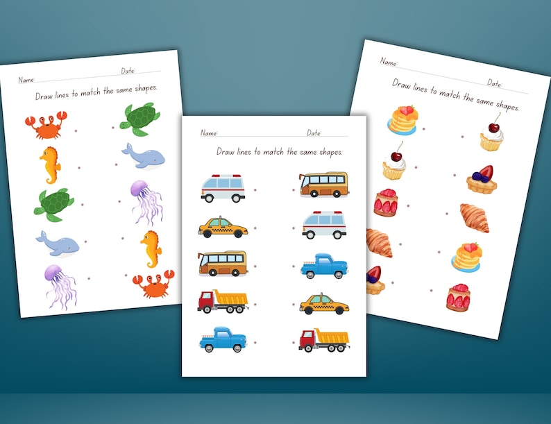 Printable Matching Worksheets - Match the Picture Activity for ...