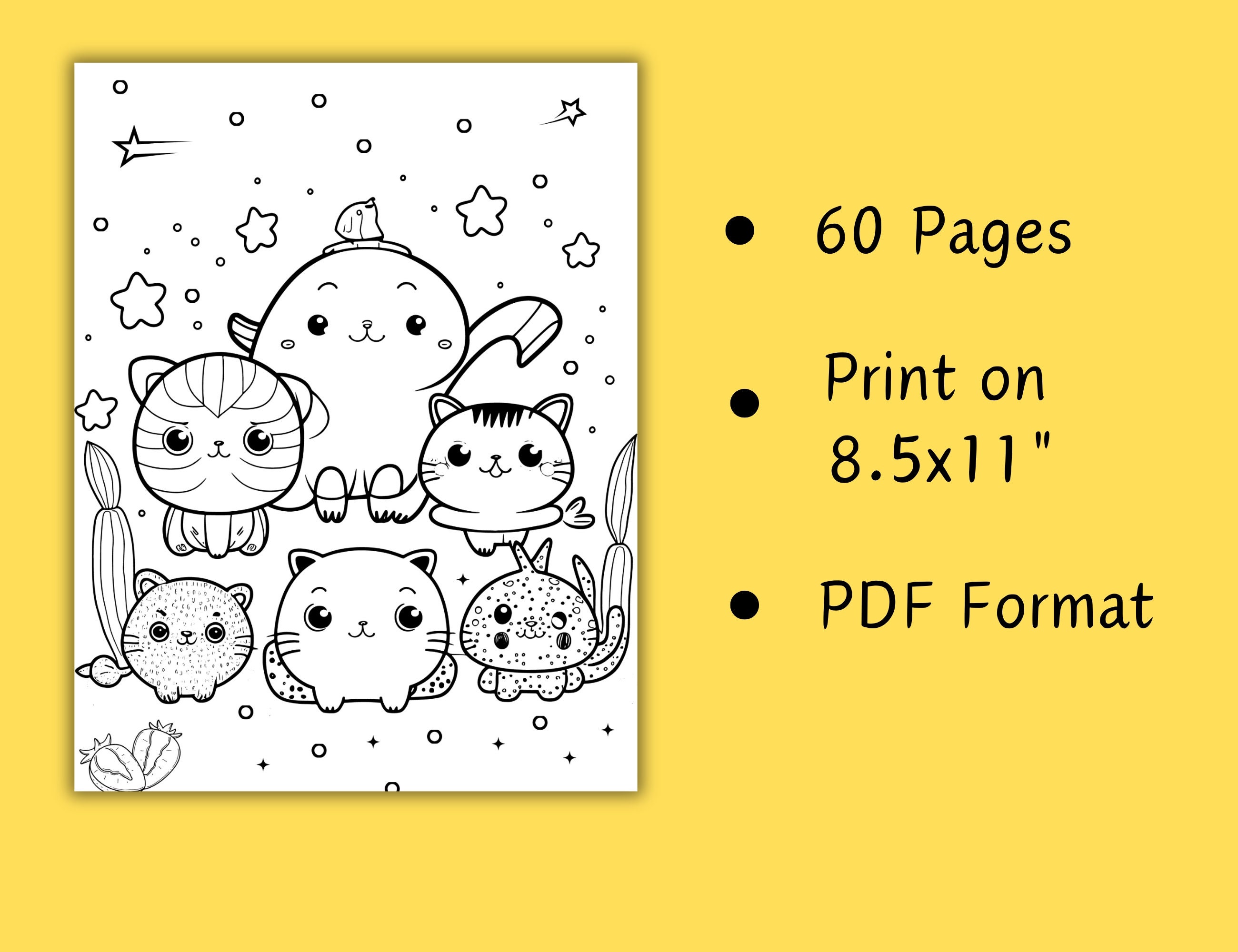 Kawaii Coloring Pages - 60 Adorable Designs - Coloring Book for Kids ...