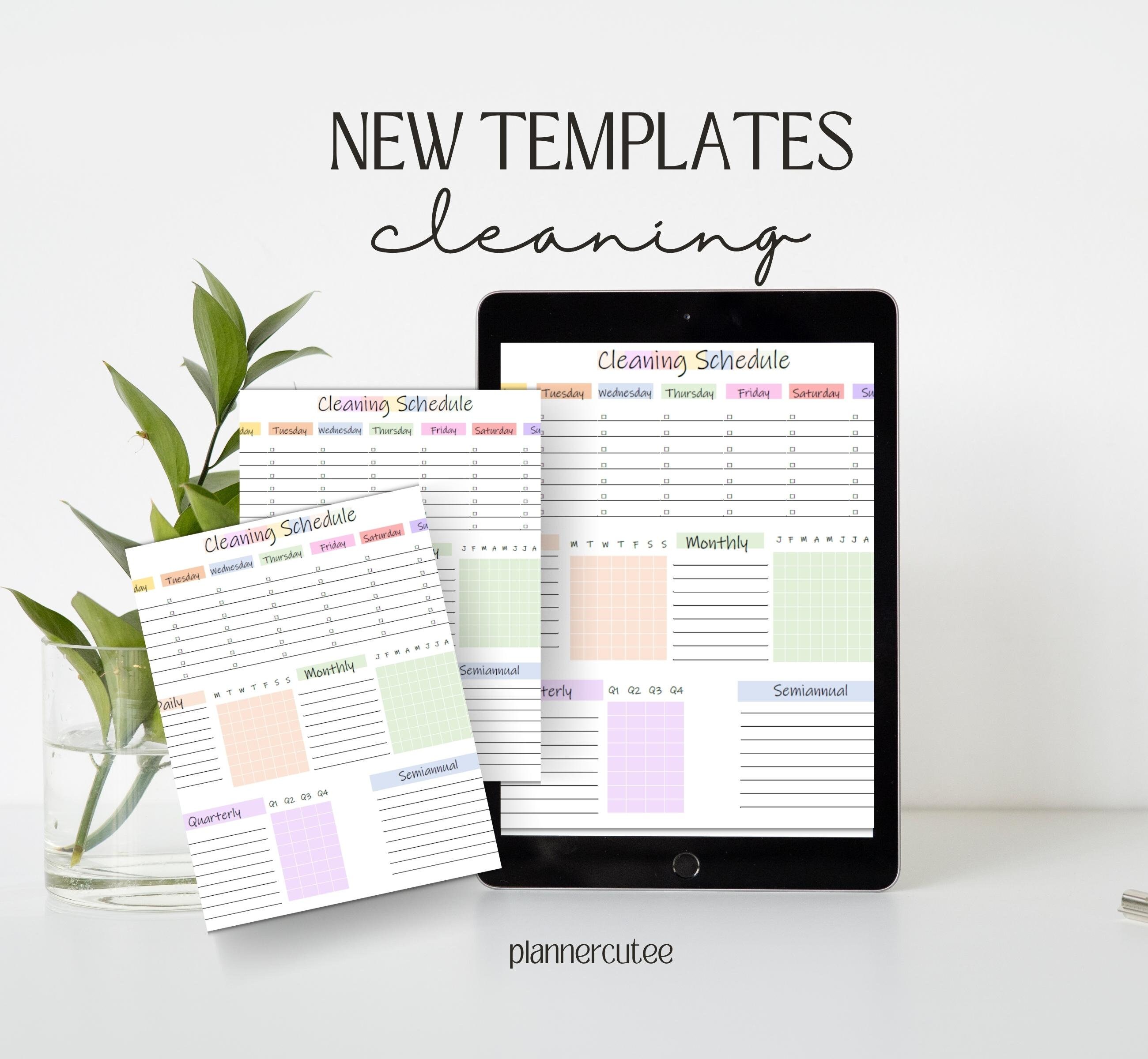 Colorful Editable Cleaning Schedule - Weekly Chores Planner - Daily ...
