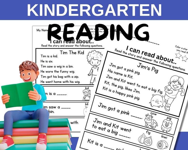 Kindergarten at Home Reading Worksheets/comprehension Passages ...