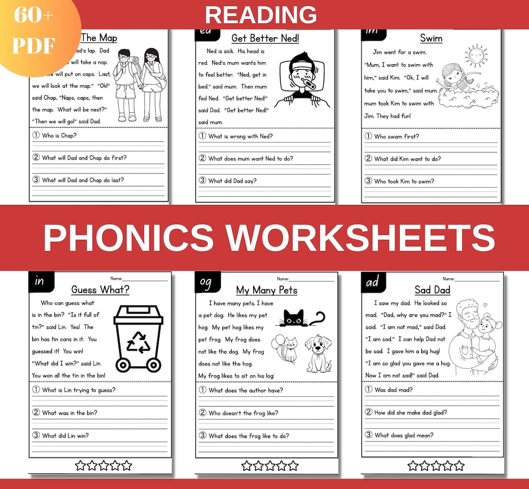 Short Vowel CVC Words Phonics Worksheets for Kindergarten-reading ...