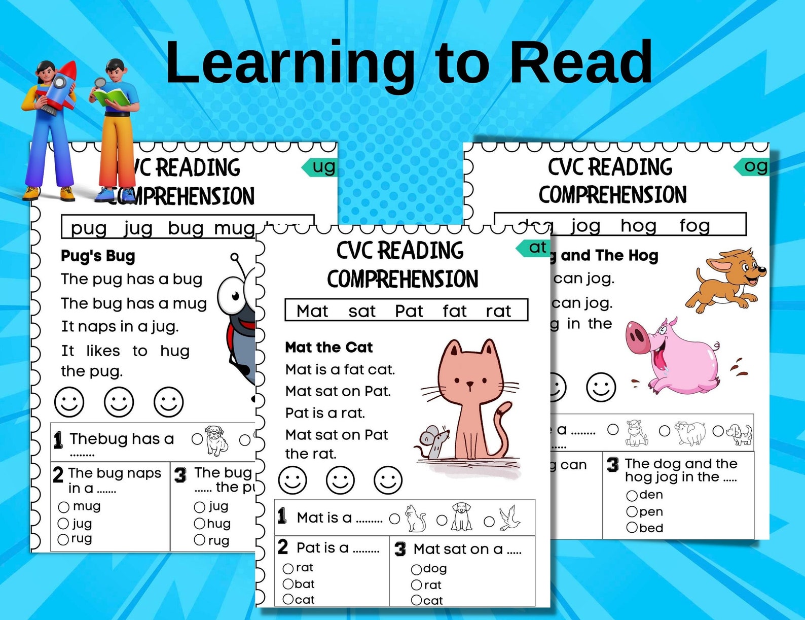 Learn to Read/cvc Words Worksheets/kindergarten Reading/homeschool ...