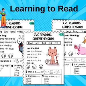 Learn to Read/cvc Words Worksheets/kindergarten Reading/homeschool ...