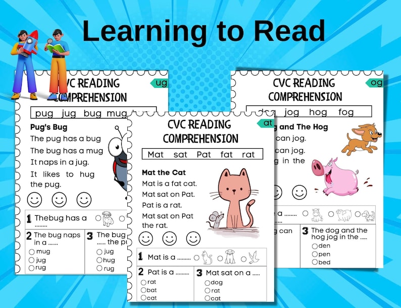 Learn to Read/cvc Words Worksheets/kindergarten Reading/homeschool ...