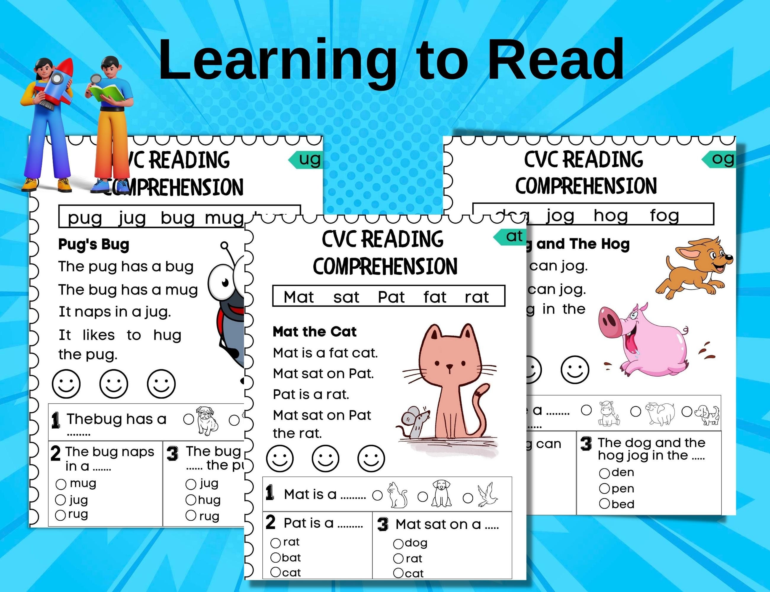 Learn to Read/cvc Words Worksheets/kindergarten Reading/homeschool ...