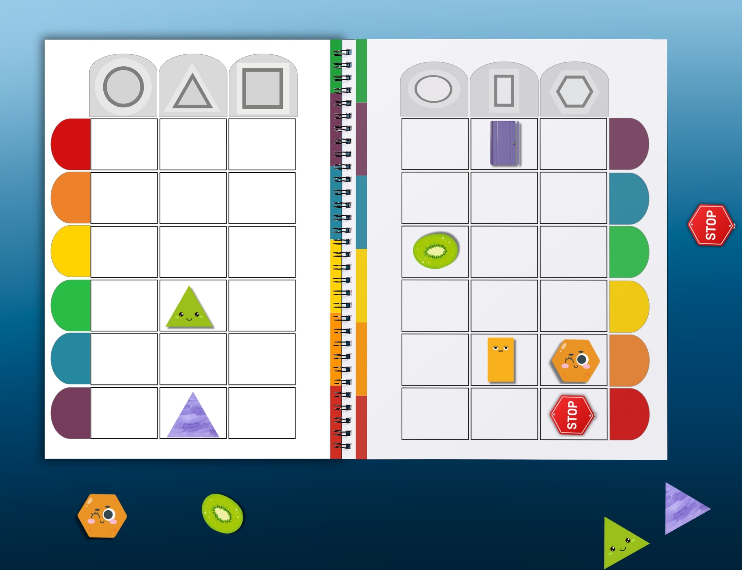 Shapes & Colors Matching Worksheets-printable Preschool Learning Games ...