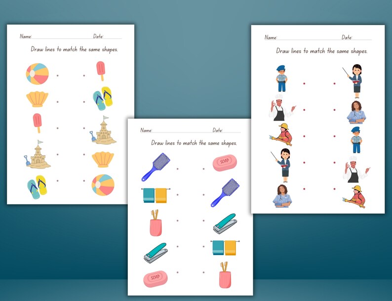 Printable Matching Worksheets - Match the Picture Activity for ...