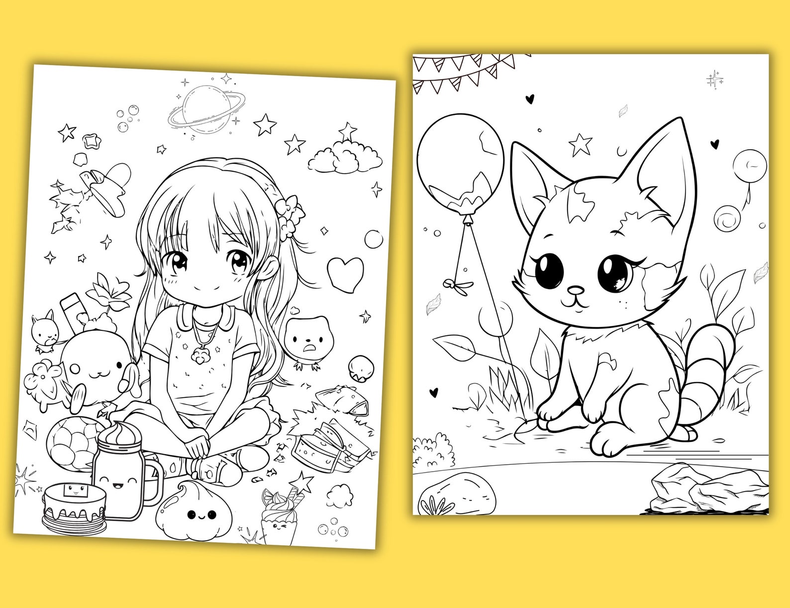 Kawaii Coloring Pages - 60 Adorable Designs - Coloring Book for Kids ...