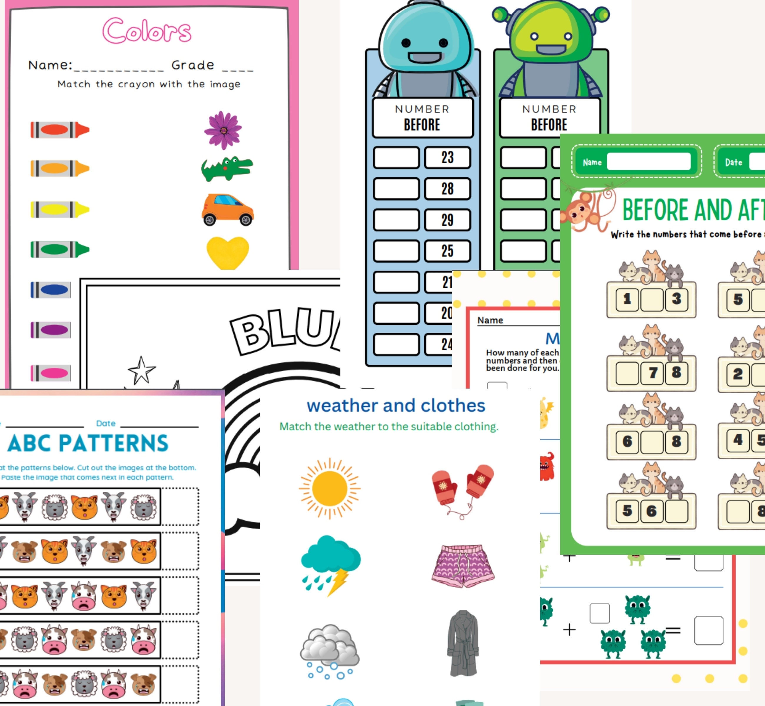 Kindergarten and Preschool Pre-k Learning Bundle 300 Pages / Math ...