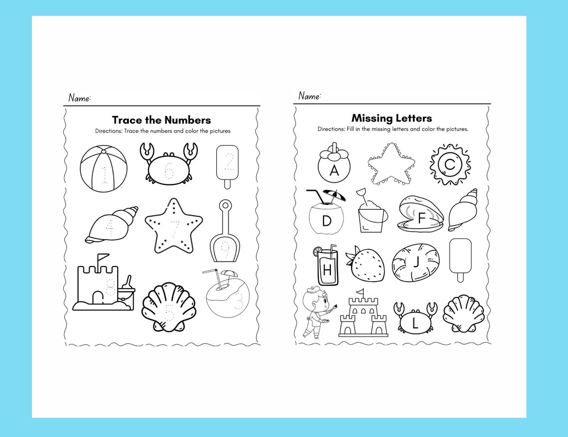 Kindergarten Summer Review Printable Worksheet Bundle/educational ...