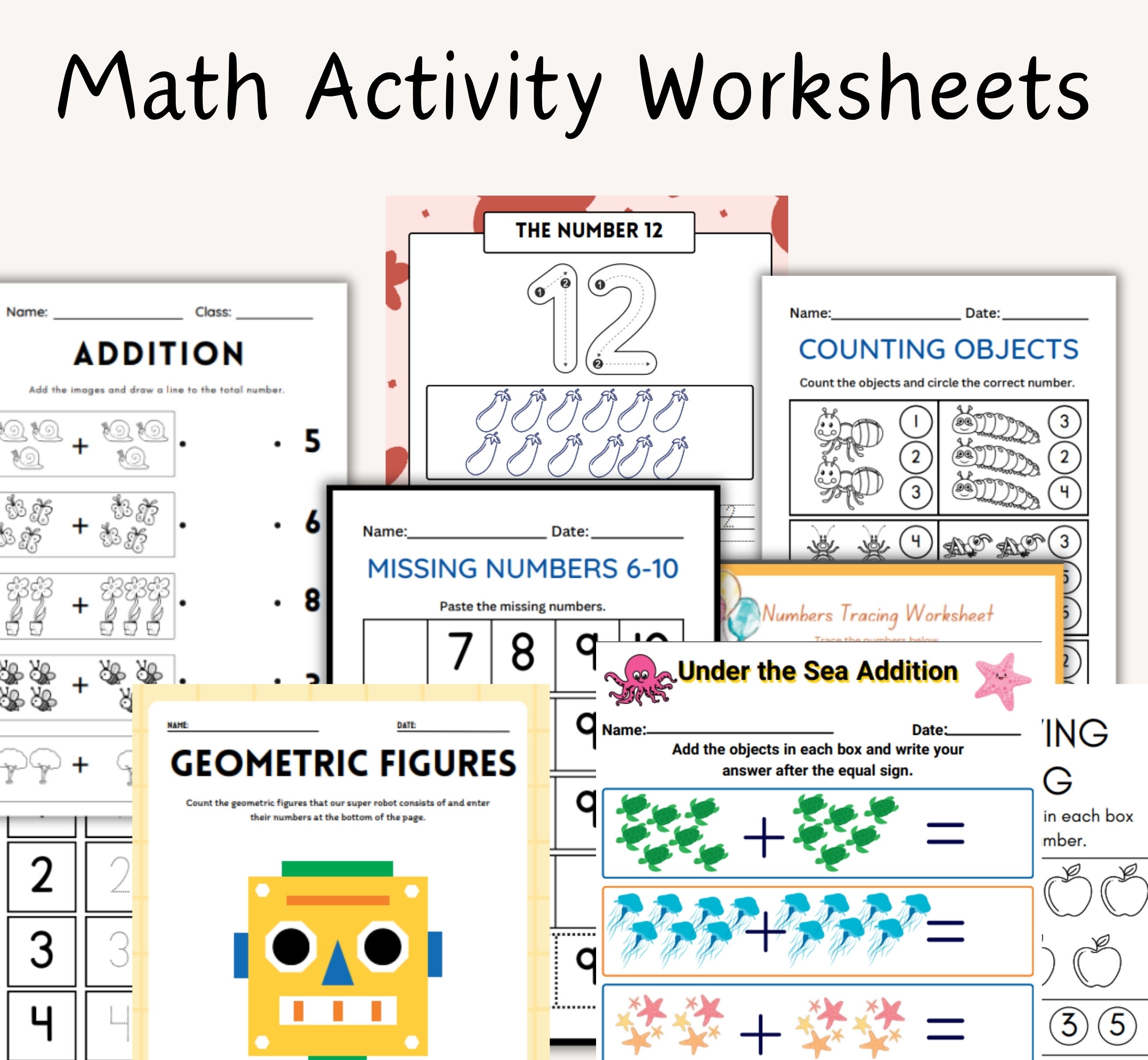 Kindergarten and Preschool Pre-k Learning Bundle +300 Pages / Math ...