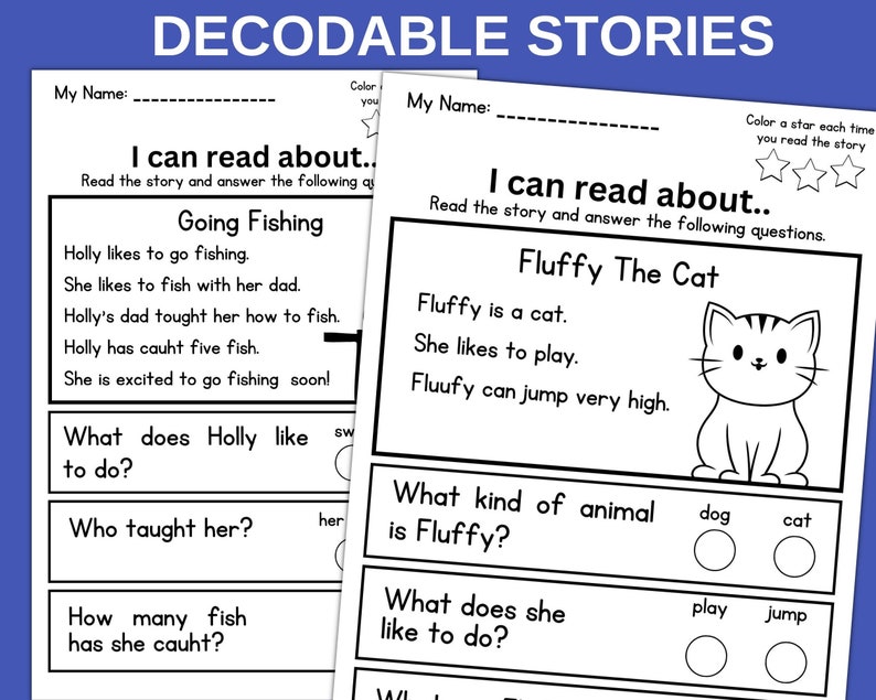 Kindergarten at Home Reading Worksheets/comprehension Passages ...