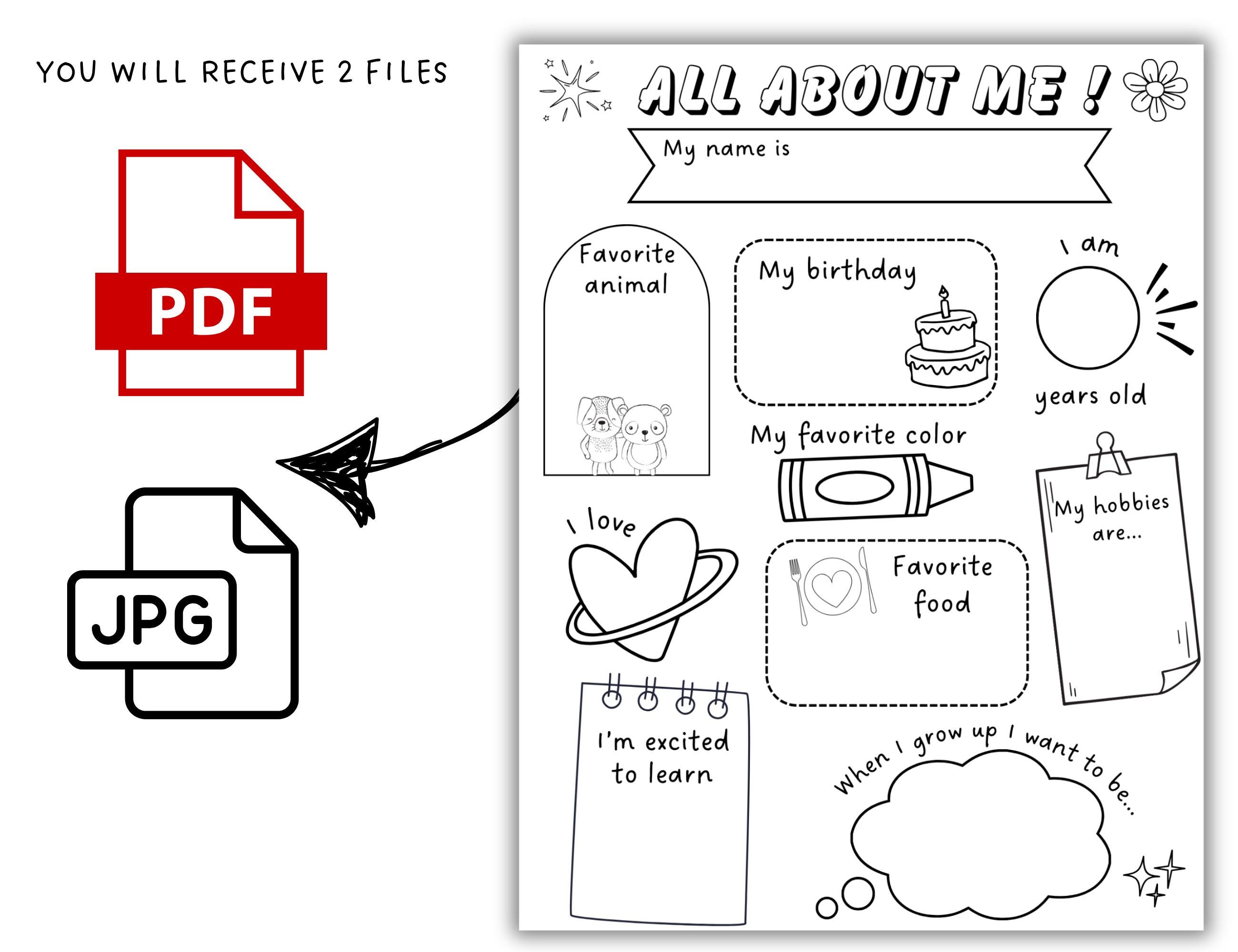 Back to Shcool All About Me Printable, Get to Know Me Classroom ...