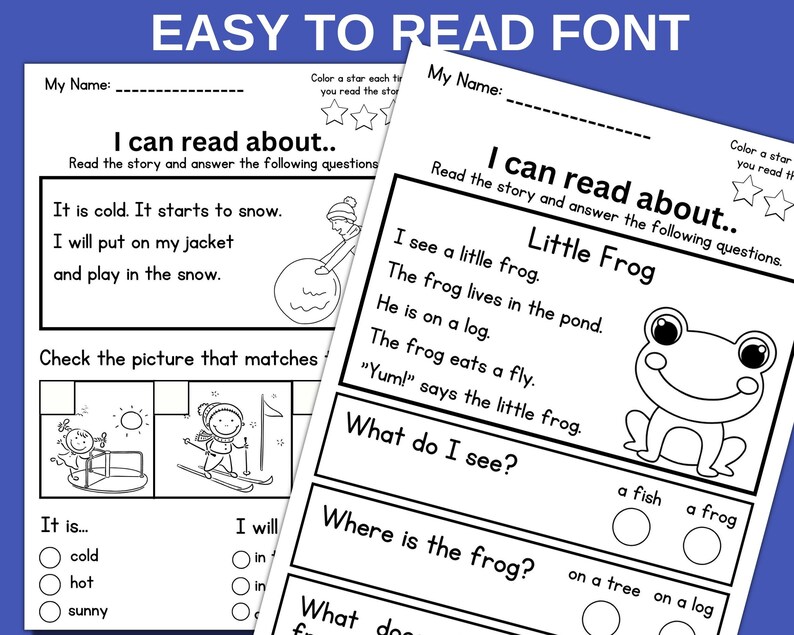 Kindergarten at Home Reading Worksheets/comprehension Passages ...