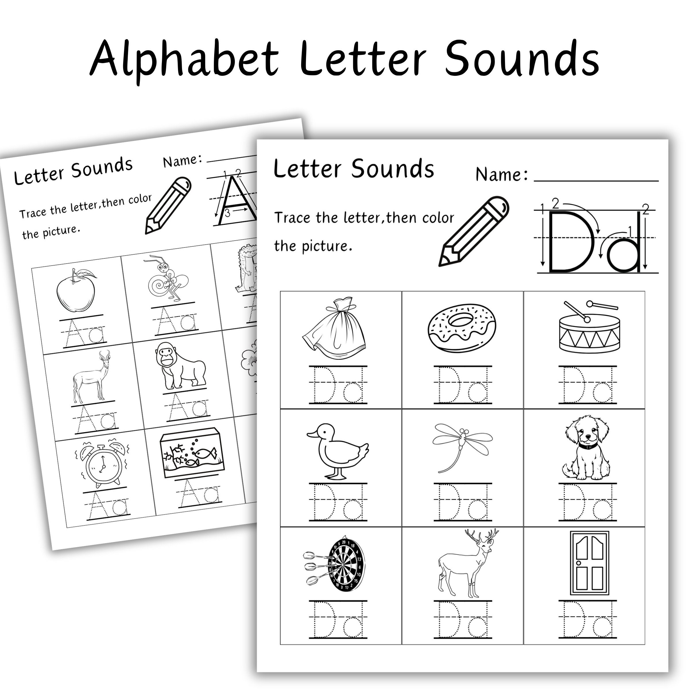 Printable Alphabet Letter Sounds Worksheets Set | Preschool-kdg Phonics ...