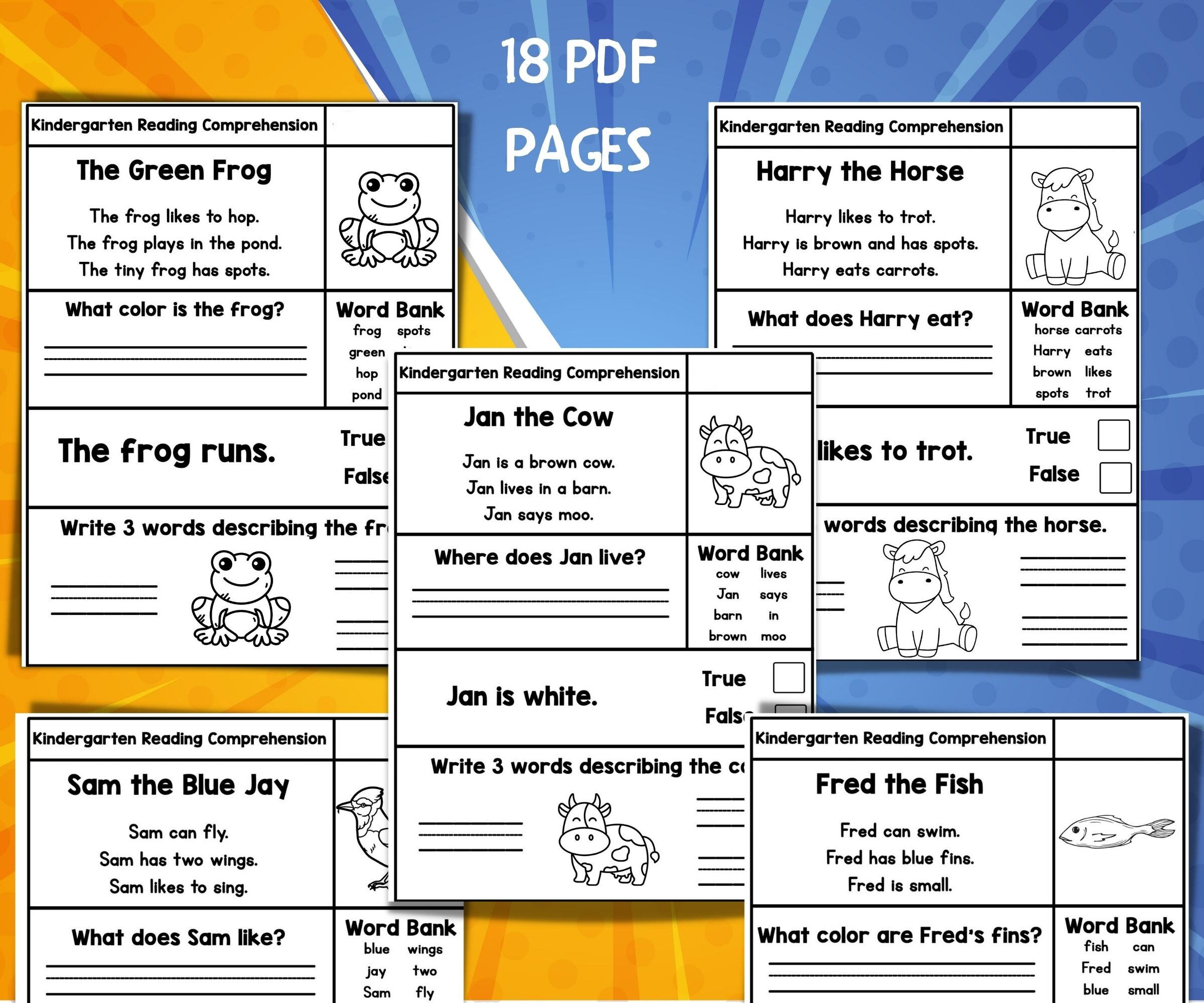 Kindergarten Reading Worksheets/questionnaires for Reading ...
