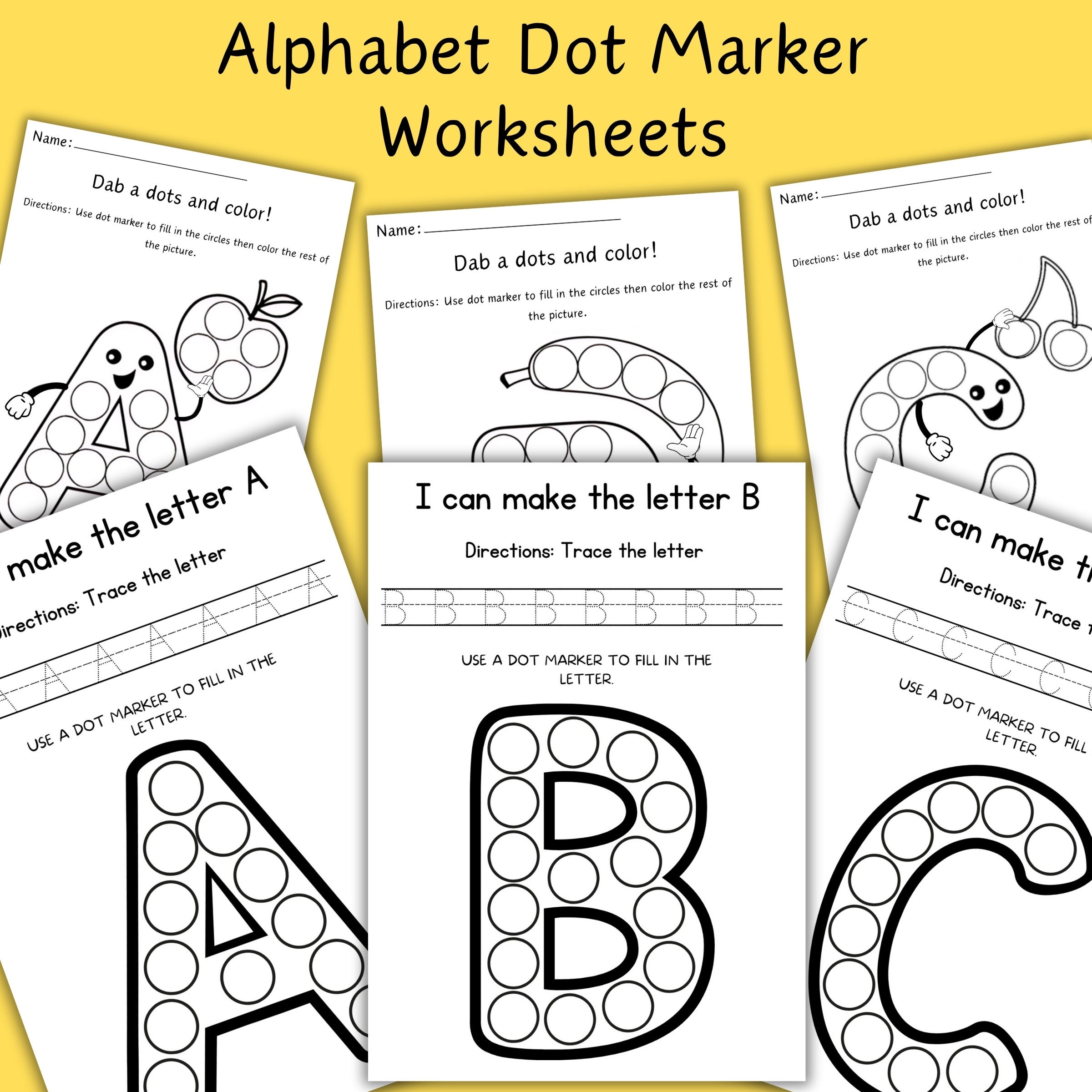 Alphabet Dot Marker Worksheets - Dot Marker Activities for Toddlers and ...